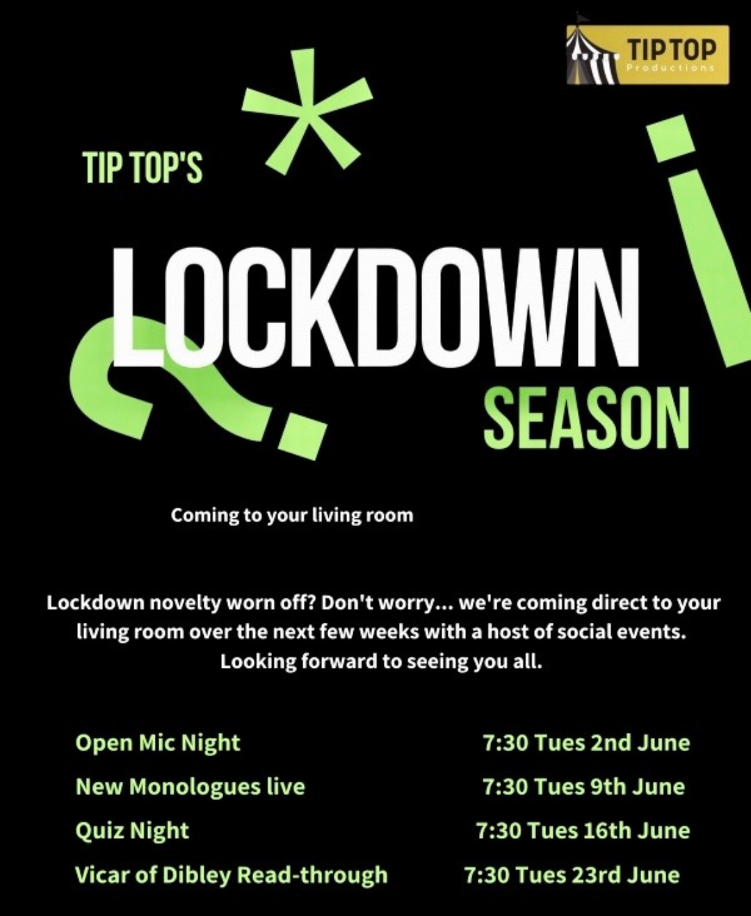 Tip Top Production’s Lockdown season – The Chester blog