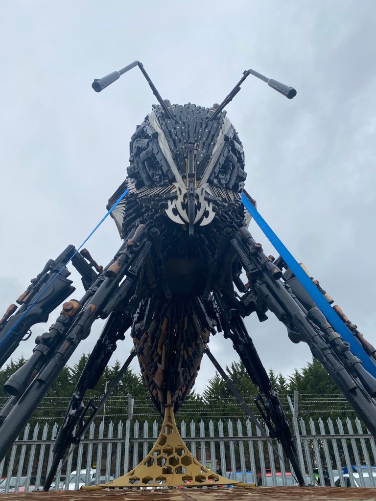 Giant Bee Sculpture made of guns to tour Ellesmere Port – The Chester blog